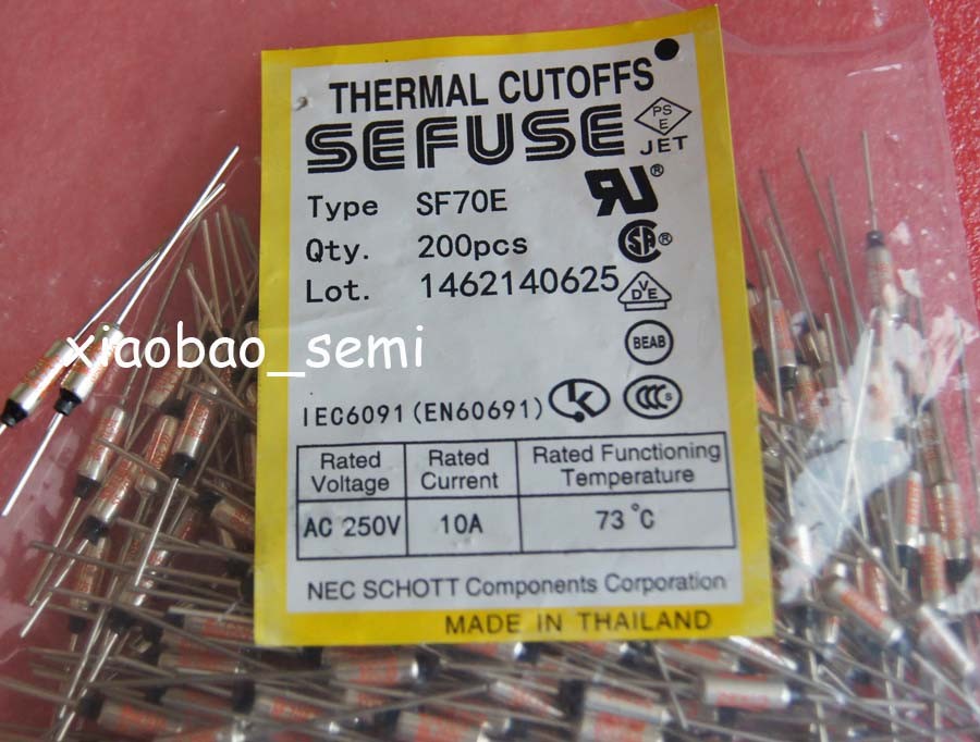 20PCS SF70E SEFUSE Cutoffs NEC Thermal Fuse 73°C 73 Degree 10A 250V | eBay