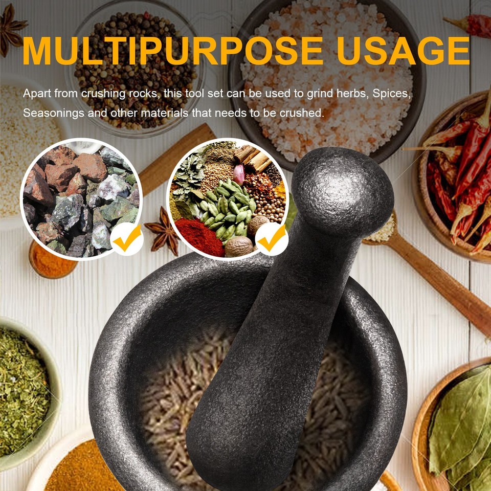 Cast Steel Mortar and Pestle Set Rock Ore Crusher Pulverizer Assay Gold ...