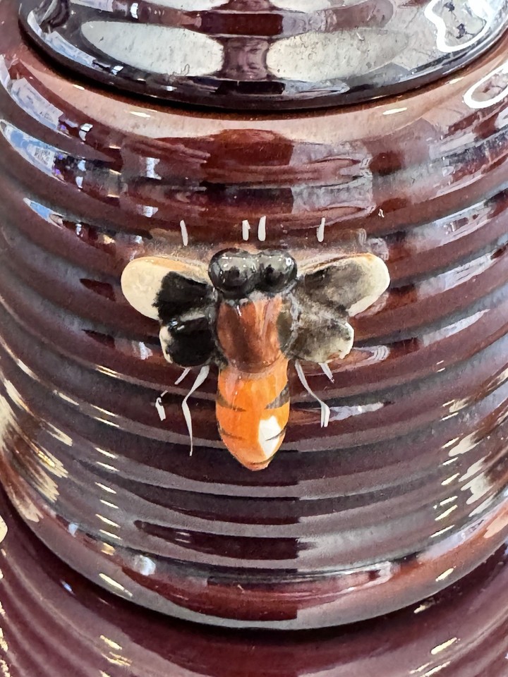 NEW Handmade Pottery Beehive Honey Pot w/ Lid Plate & Dipper Bee Hive ...