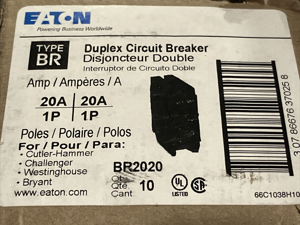 Cutler Hammer BR2020 1 Pole Twin 20 A 120V Plug In Type BRD-DNPL ...