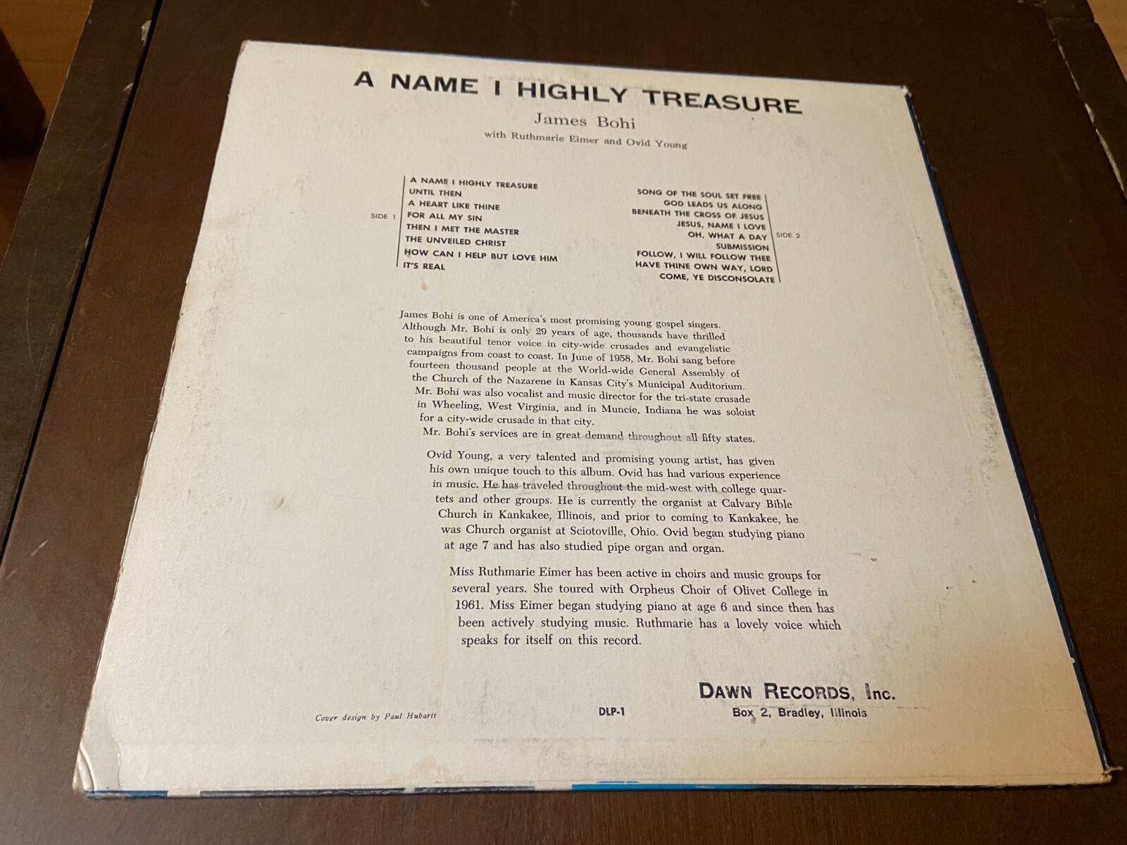 James Bohi & Ruthmarie Eimer~A Name I highly Treasure~VG+ RARE~Dawn ...