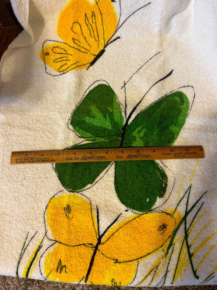 Vintage Vera Neumann 70's New Hand towels Butterflies, Green,Yellow ...