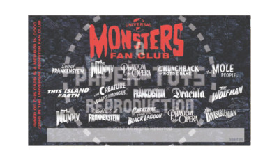 UNIVERSAL MONSTERS FAN CLUB MEMBERSHIP CARD | eBay