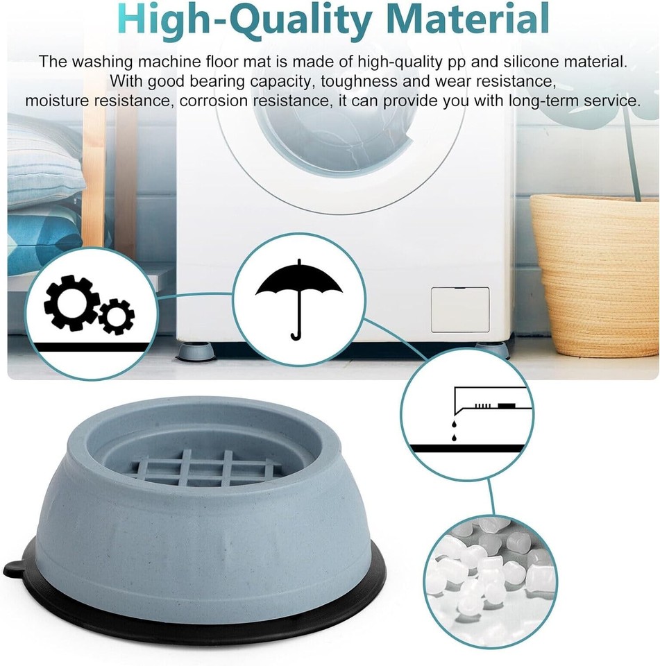 8PCS Anti Vibration Washing Machine Mats Support Anti-Slip Rubber Feet ...