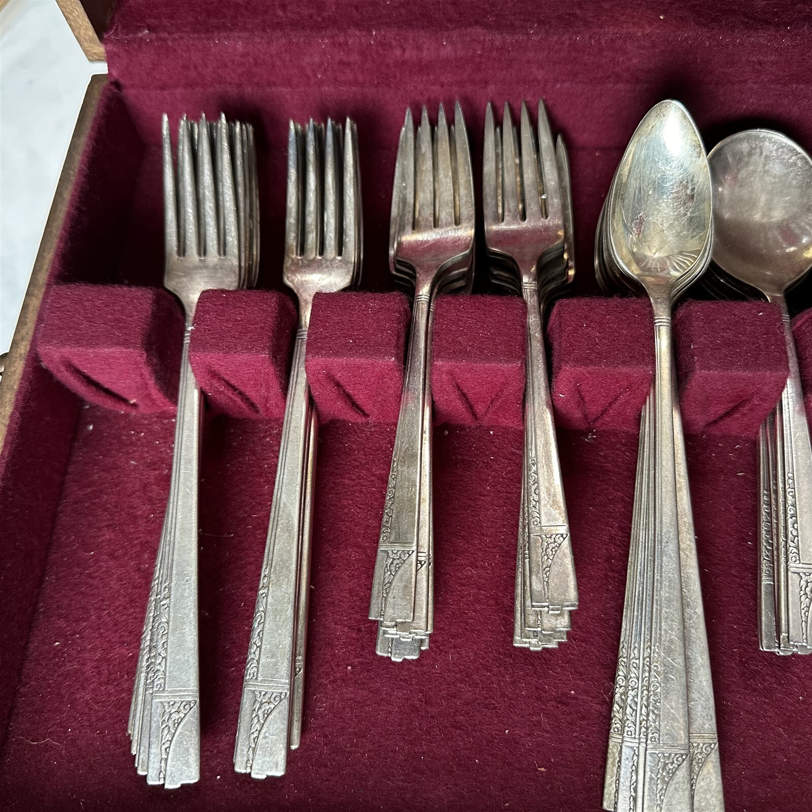 ART DECO 1937 NOBILITY PLATE CAPRICE PATTERN FLATWARE SET 114 PIECES ...