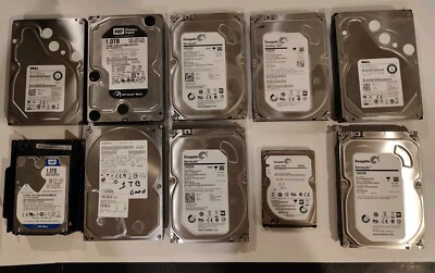 [Lot Of 10] 1 TB HDD Storage Lot 2.5" 3.5" Mixed Brands Seagate Dell ...