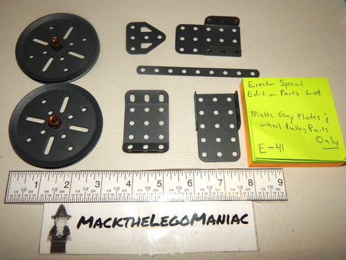 Erector Special Edition Set 7080 Lot Matte Gray Plates & Wheel Pulley ...