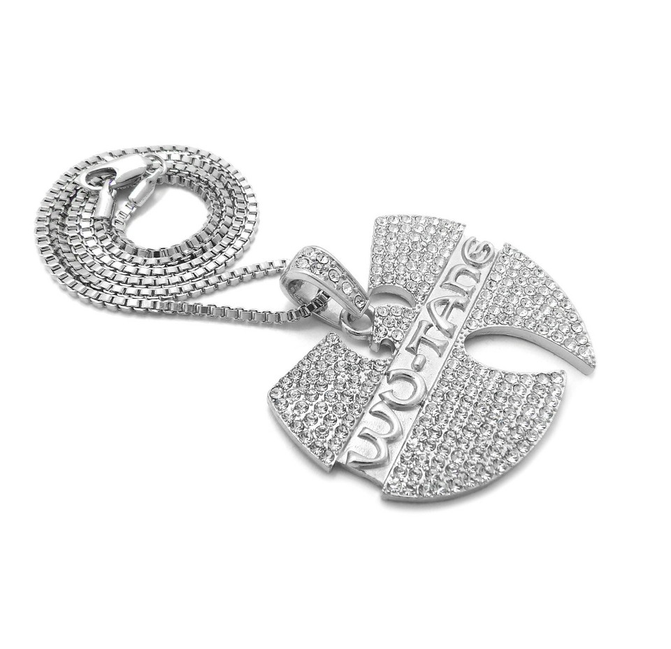 New Iced Wu Tang Pendant 18" 20" 24" Box Rope Cuban Chain Hip Hop ...