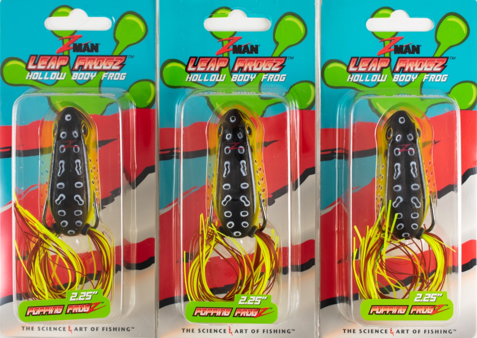 (LOT OF 3) Z-MAN LEAP FROGZ POPPING FROGZ 2.25" LFPS-02 BROWN LEOPARD ...