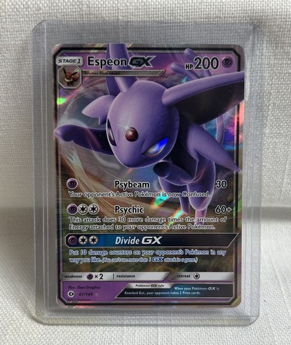 Espeon GX - 61/149 - Sun Moon Base Set Pokemon TCG Ultra Rare HOLO Card ...