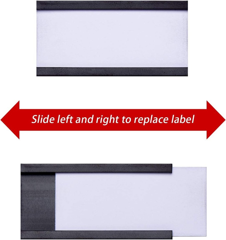 30-Pack Magnetic Label Holders 1x2 Inch Data Card w/ Clear Protectors ...