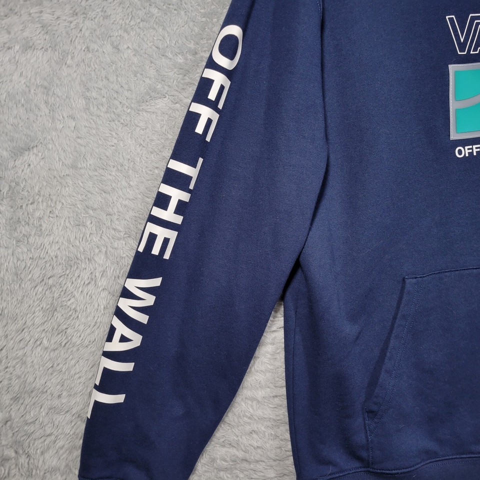 Vans Sweater Mens Large Blue Hoodie Logo Sequence Off The Wall ...