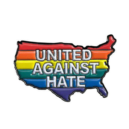 Rainbow United Against Hate Pin, Matt Stewart Artwork Enamel Lapel Pin ...