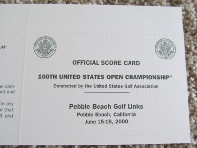 OFFICIAL UNUSED 2000 US OPEN SCORECARD WON BY TIGER WOODS AT PEBBLE ...