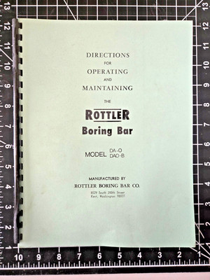 Rottler Model DA-O & DAO-B Boring Bar Manual, Directions for Operating ...