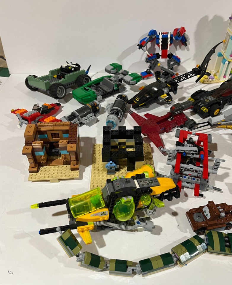 lego incomplete set lot batmobile, helicopter, vehicles, boat, no ...