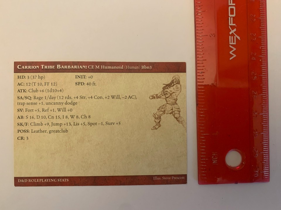 D&D Minis - Carrion Tribe Barbarian - CARD ONLY - Aberrations 46/60 ...