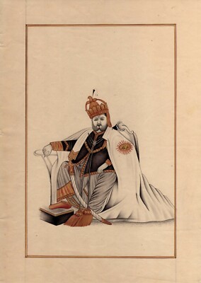 Miniature Portrait Of Unknown Indian Ruler Handmade Painting On Paper ...