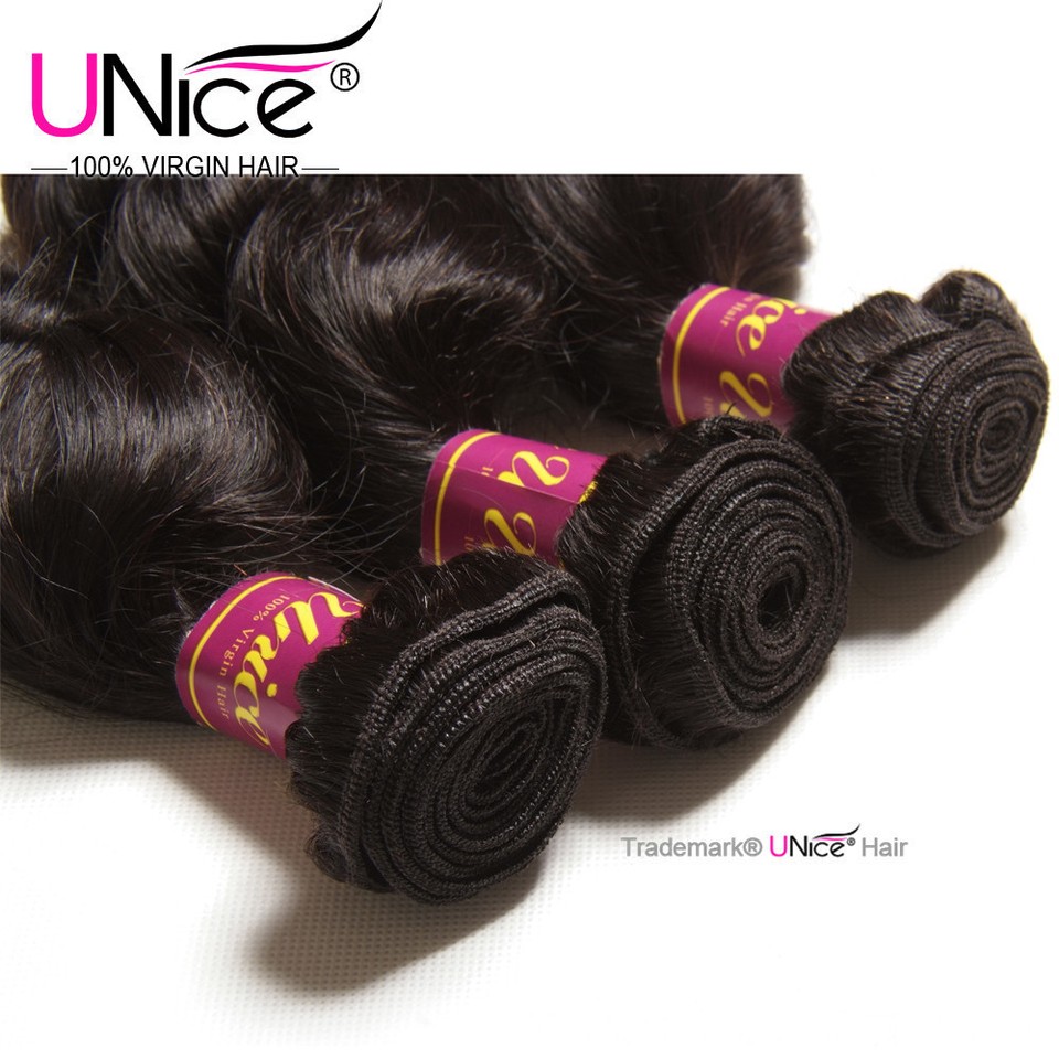 UNice Hair Peruvian Loose Wave 3 Bundles Human Hair Weave Virgin Hair ...