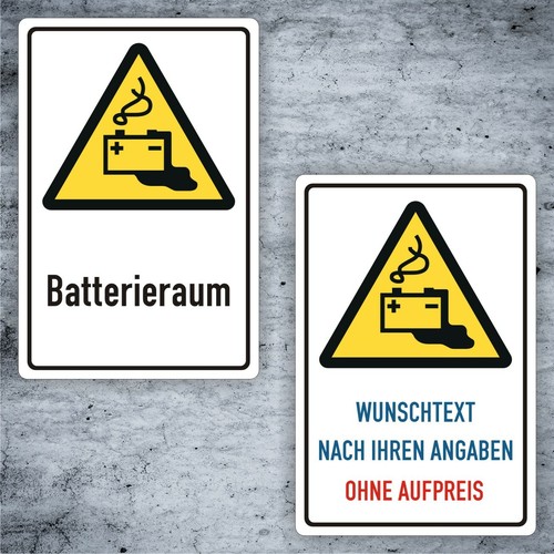 Schild Warn-Kombischild Batterieraum Wunschtext ASR A1.3 DIN EN ISO ...