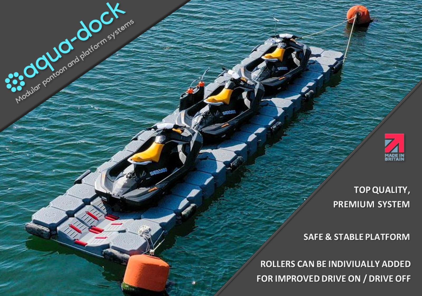 AQUA-DOCK 4m x 2m Drive-On Floating Jet Ski Dock (also for small boat ...