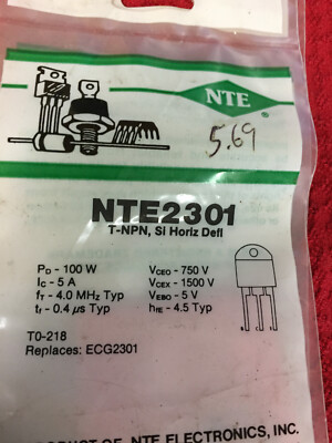 NTE2301 TRANS NPN 750V 5A TO218 | eBay