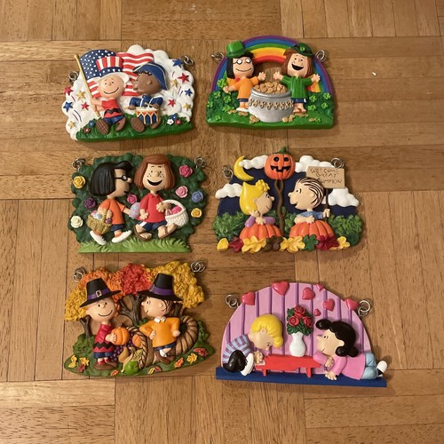 Lot Peanuts Snoopy Plaque Charles 4th July St Patrick's Halloween ...