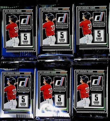 2025 Panini Donruss Baseball Lot of 6 Factory Sealed Gravity Feed 5 ...