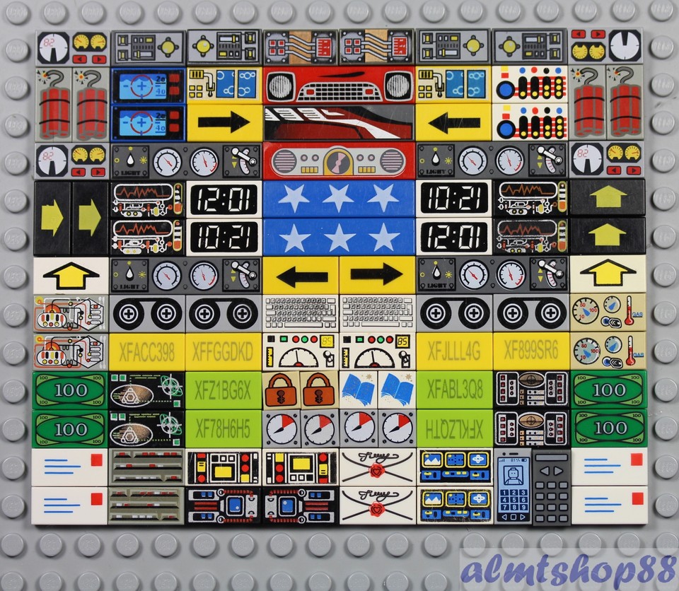 LEGO - Printed Tiles Lot 1x1 1x2 2x2 - Decorated Flat Plate Smooth ...