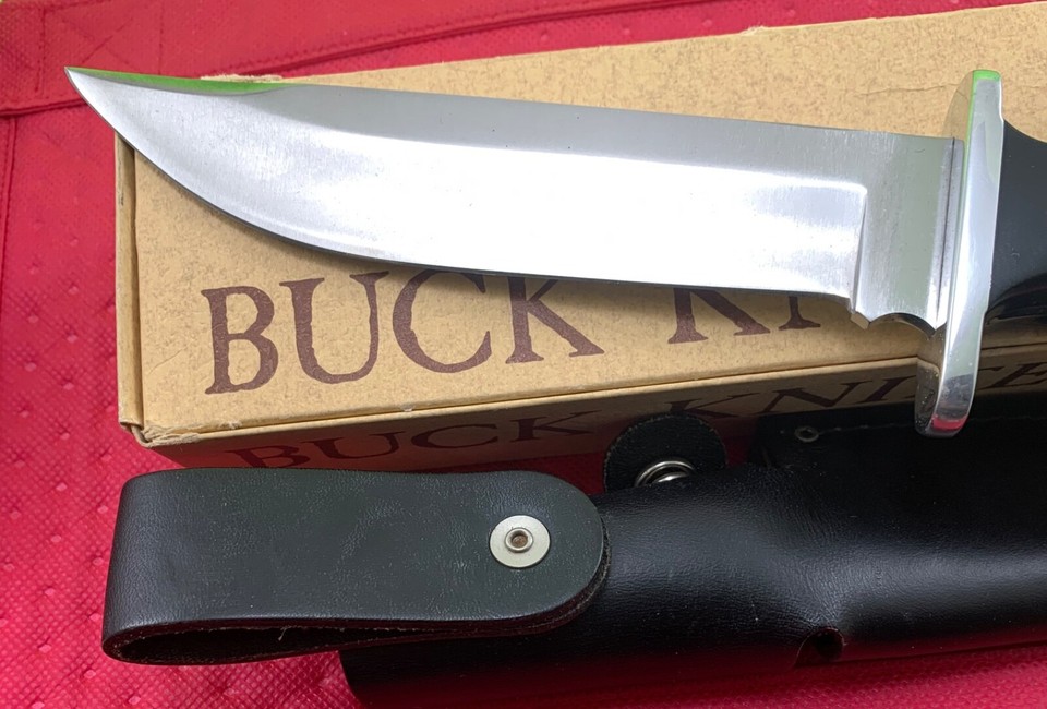 PRE DATE CODE BUCK 124 FRONTIERSMAN MICARTA KNIFE W/ SHEATH LIGHTLY ...