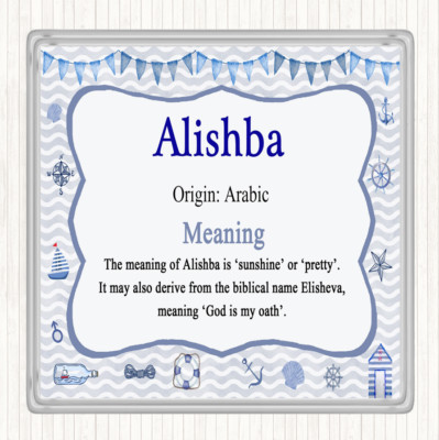 Alishba Name Meaning Drinks Mat Coaster Nautical | eBay UK