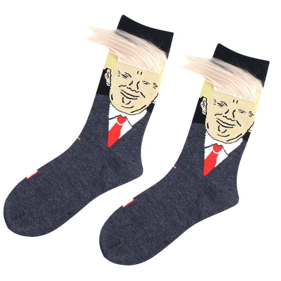 Trump Socks With Hair 3D Fake Hair Trump Socks for Men Women (Grey ...