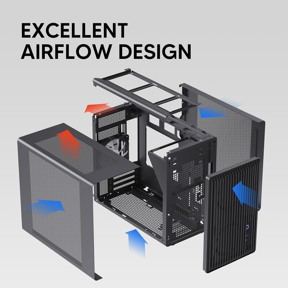 Vetroo M06 Compact Micro ATX PC Case Mesh Front USB-C GPU 355mm Support ...