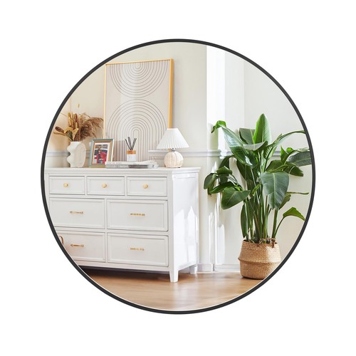18 Inch Circle Mirror with Black & Gold Accent Option - Round Bathroom ...