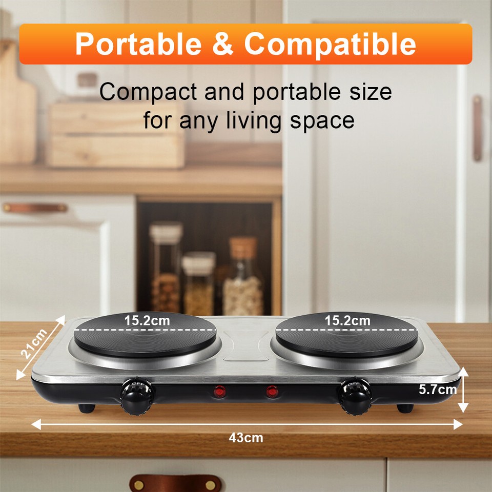 Hot Plate Electric Cooker Double Single Portable Table Top Hob 1250 ...