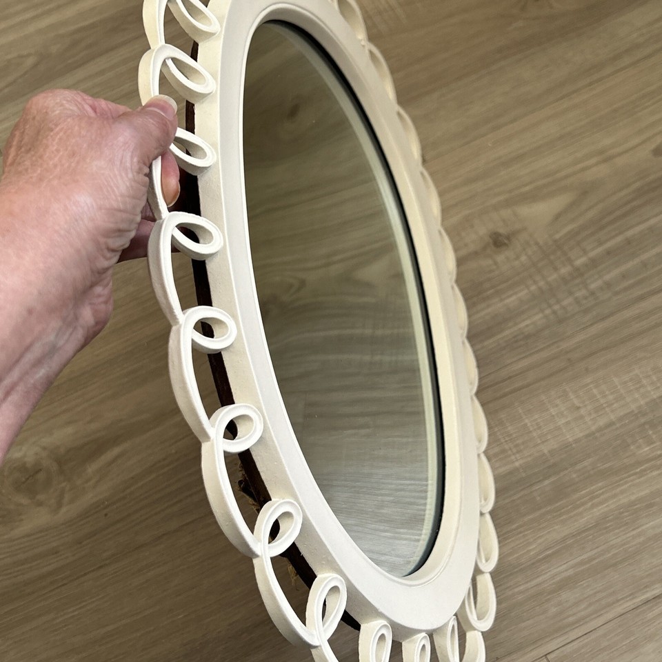 Vintage HAGEMANN Oval Wall Mirror Open Work Loops Painted 18x14” 1955 ...