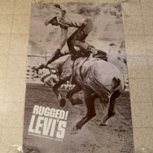 Vintage Levi’s Jeans Poster Bronc Rider 1970s Rugged HUGE | eBay