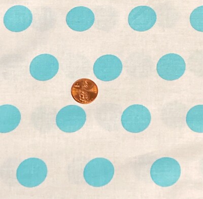 Aqua Polka Dots on White Cotton Fabric, Aqua Quarter Dots, BTHY | eBay
