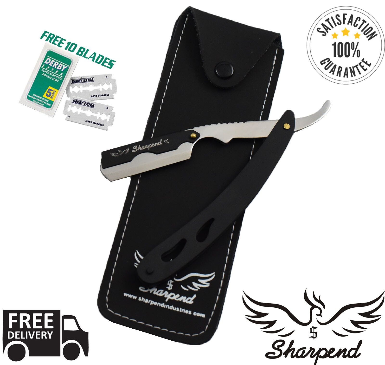 Professional Barber Shaving Razor Straight Folding Knife With 10 Free ...