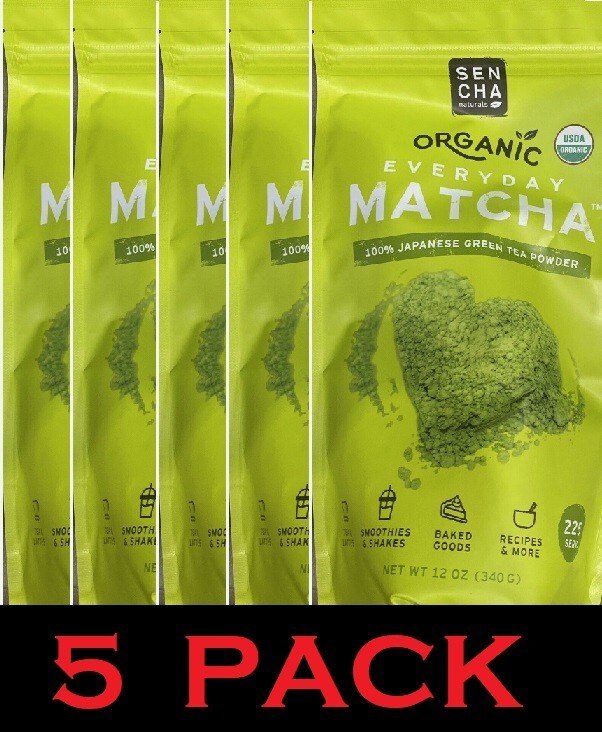 5x Sencha Naturals ORGANIC Matcha 100% Japanese Green Tea Powder 12oz ...