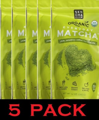 5x Sencha Naturals ORGANIC Matcha 100% Japanese Green Tea Powder 12oz ...