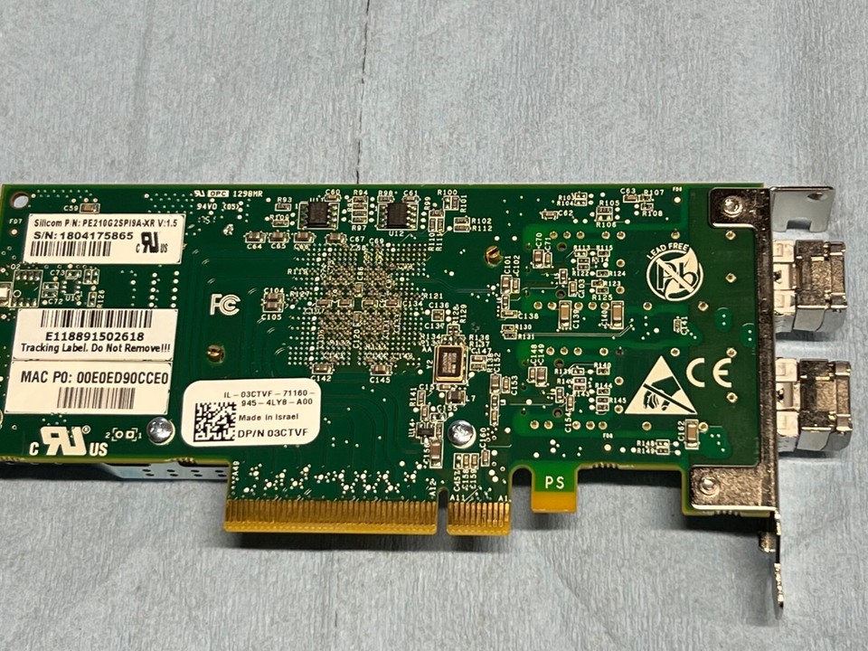 Dell 3CTVF 10Gb Fiber Channel Card Low Profile PE210G2SPI9A-XR + 2 SFP ...