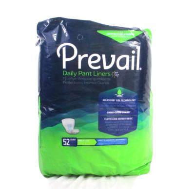 ADULT DAILY PANT LINERS SMALL 6" x 12.4" (16cm x 31cm) 52 count Prevail ...