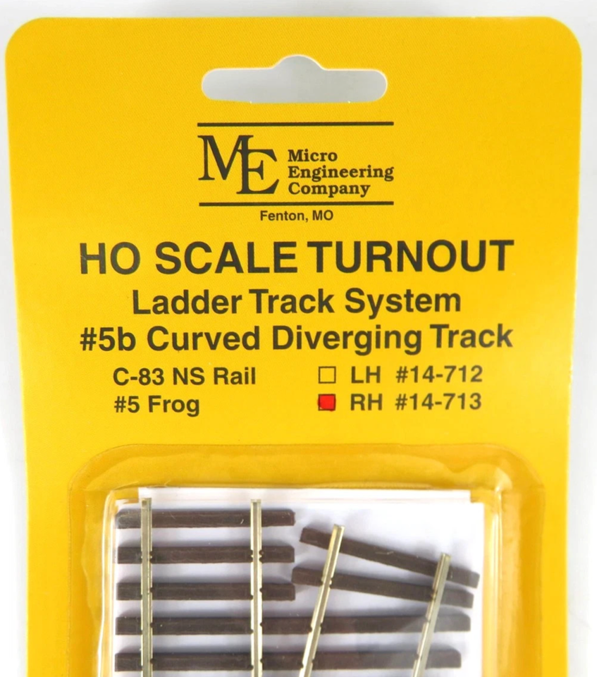 Micro- Engineering #14-713 HO LADDER TRACK SYSTEM TURNOUT RH #5b Code ...