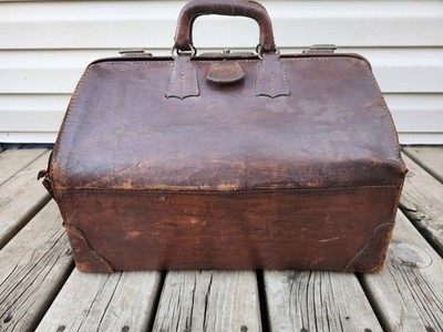 Antique 1800s/ Early 1900s Leather Doctor Bag Rare Apothecary Medicine ...