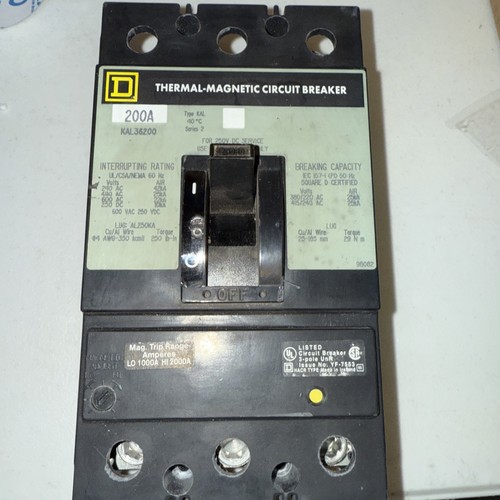 Square D Circuit Breaker KAL36200 200 Amp 600 Volt 3 Pole USED | eBay