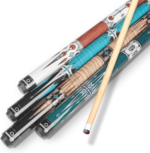 SET OF 4 POOL CUES 57" Two-Piece Billiard House Pool Cue Stick ~ FREE ...