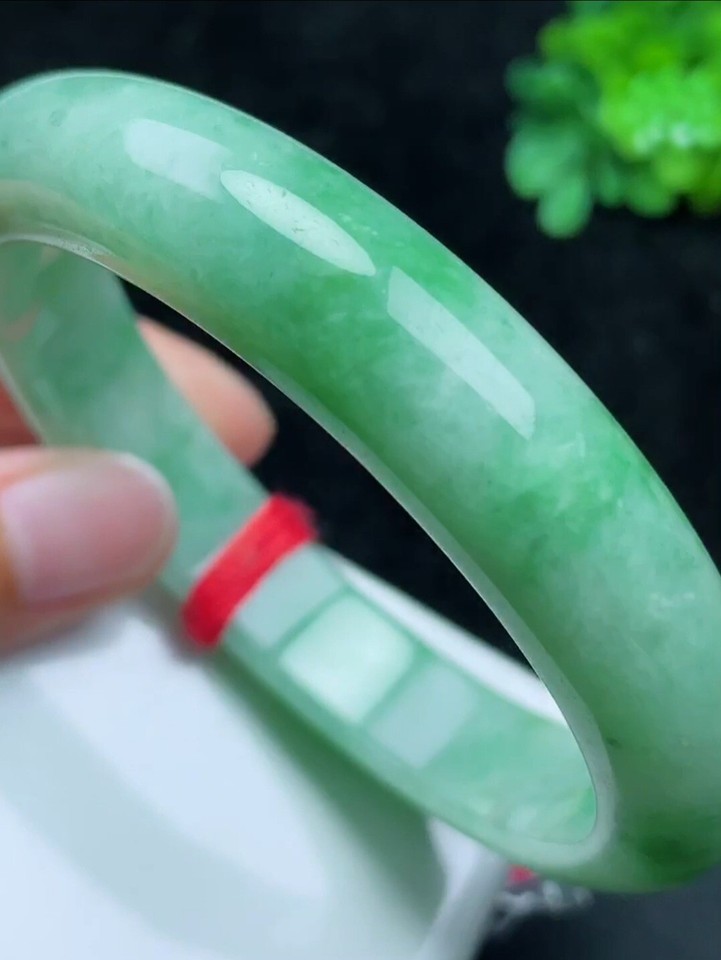 Certified Natural Jadeite Jade 57/58mm Floating Green Flower Bracelet ...