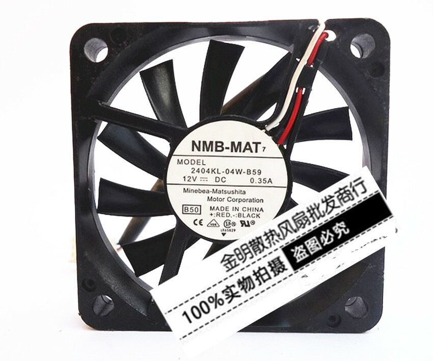 NMB 6010 ultra-thin fan 2404KL-04W-B59 12V 0.35A 6CM three-line cooling ...