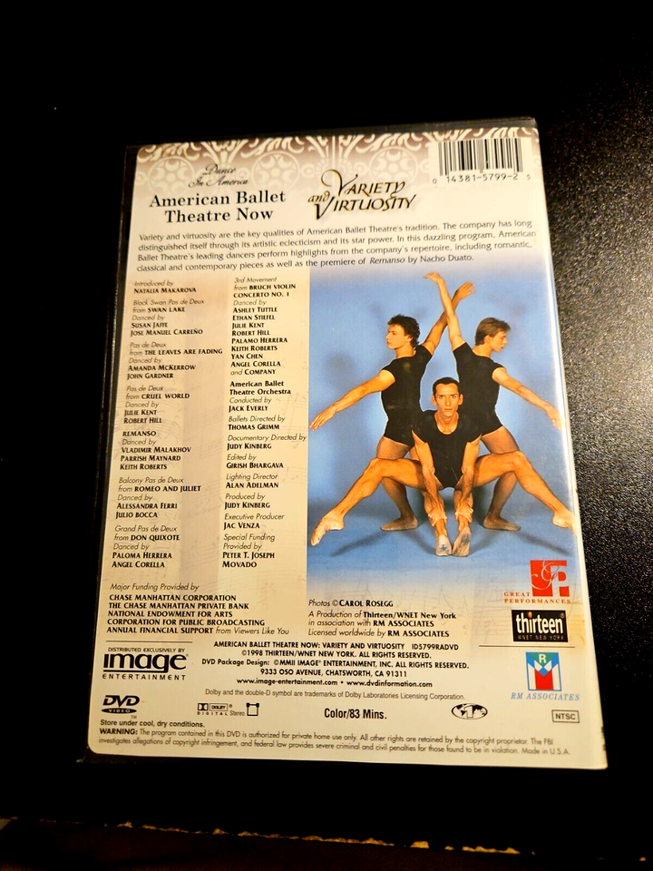 AMERICAN BALLET THEATRE NOW (2002, DVD) Variety and Virtuosity: Dance ...